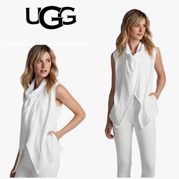 UGG | Jackets & Coats | Ugg White Vest Open Front Roz Fleece Vest Cowl ...